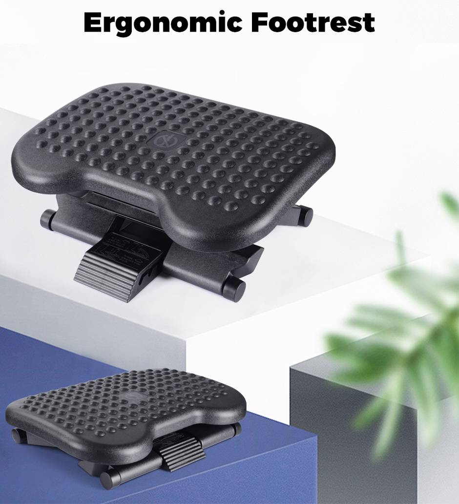 Ergonomic Office Footrest with Small Massage Nodes, Black - Moustache®
