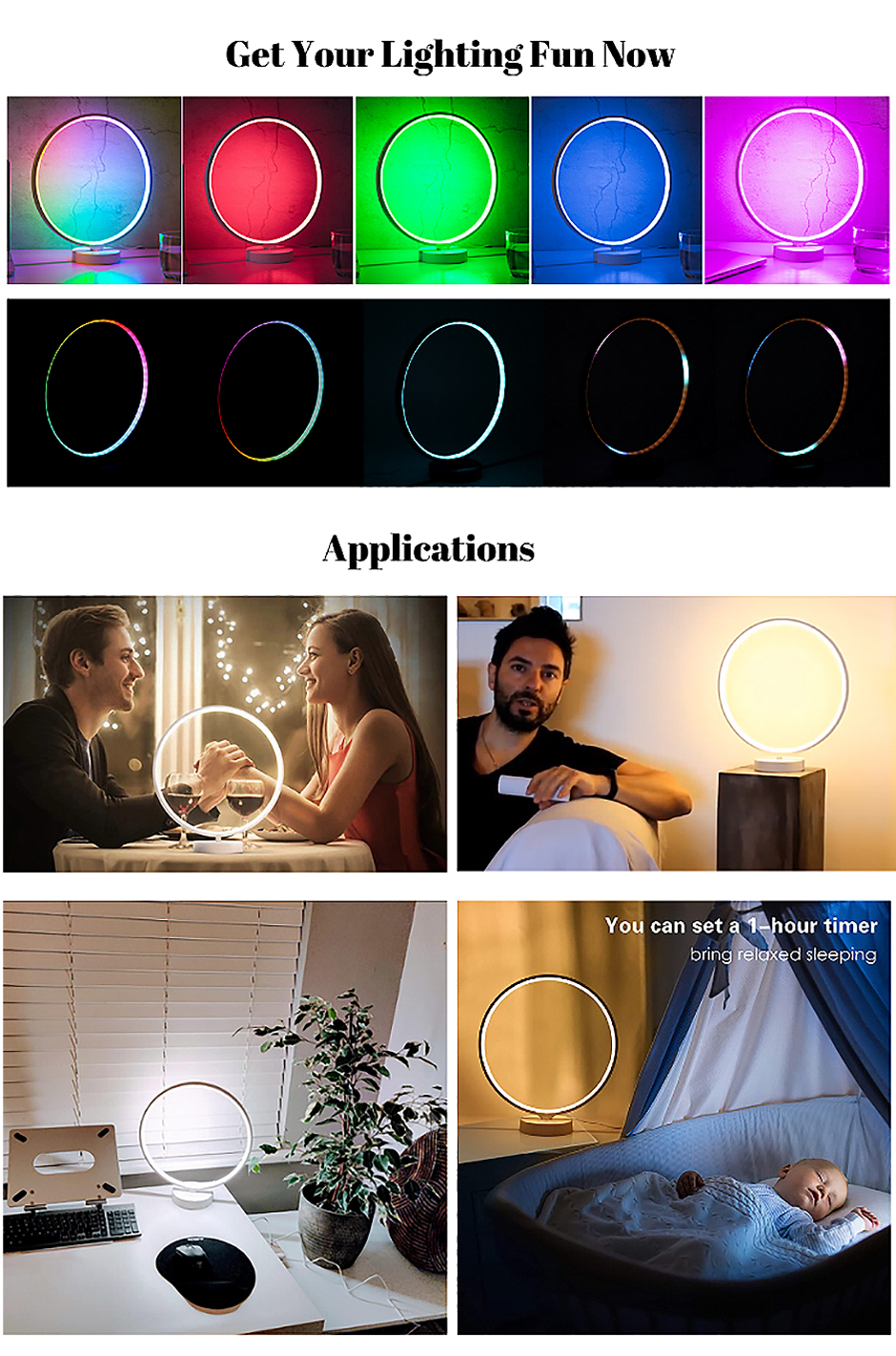 Circle RGB Dimmable Table Lamp with Remote Control