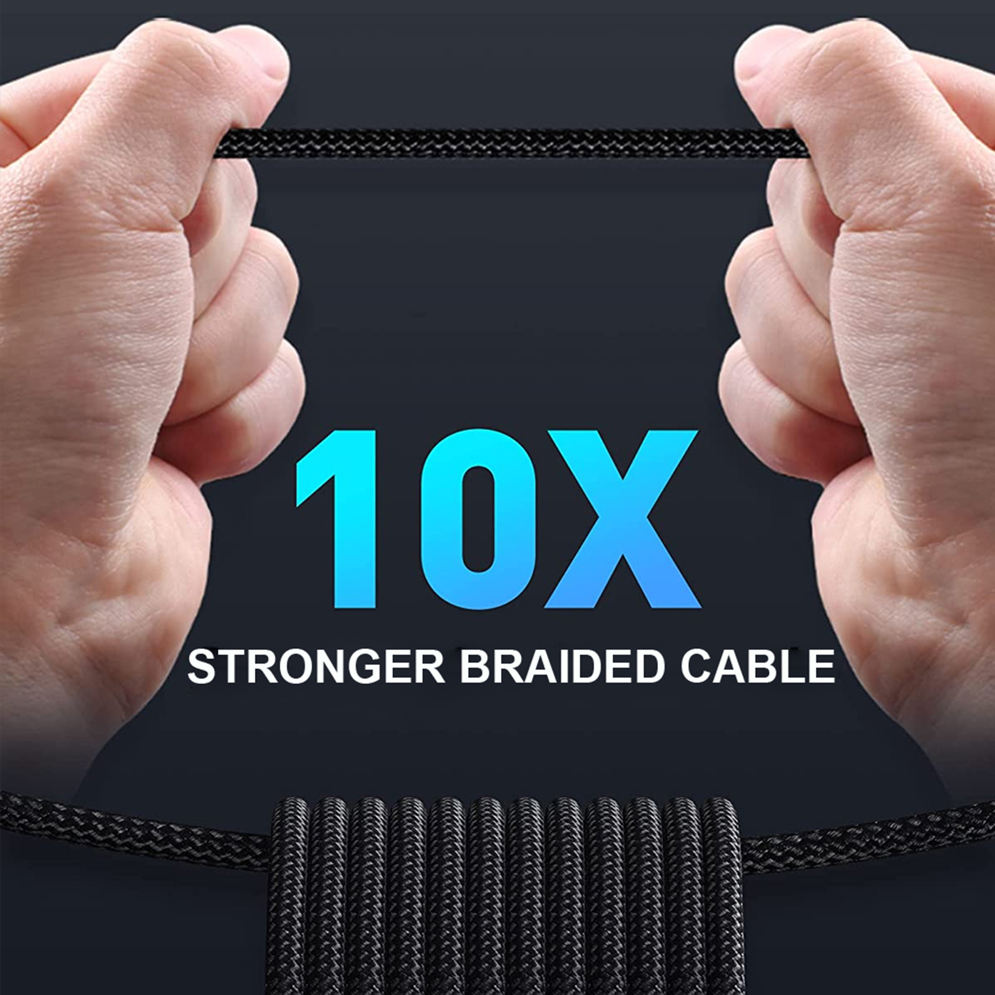100W Fast Charge USB-C To USB-C Nylon Braided Cable With LED Power ...