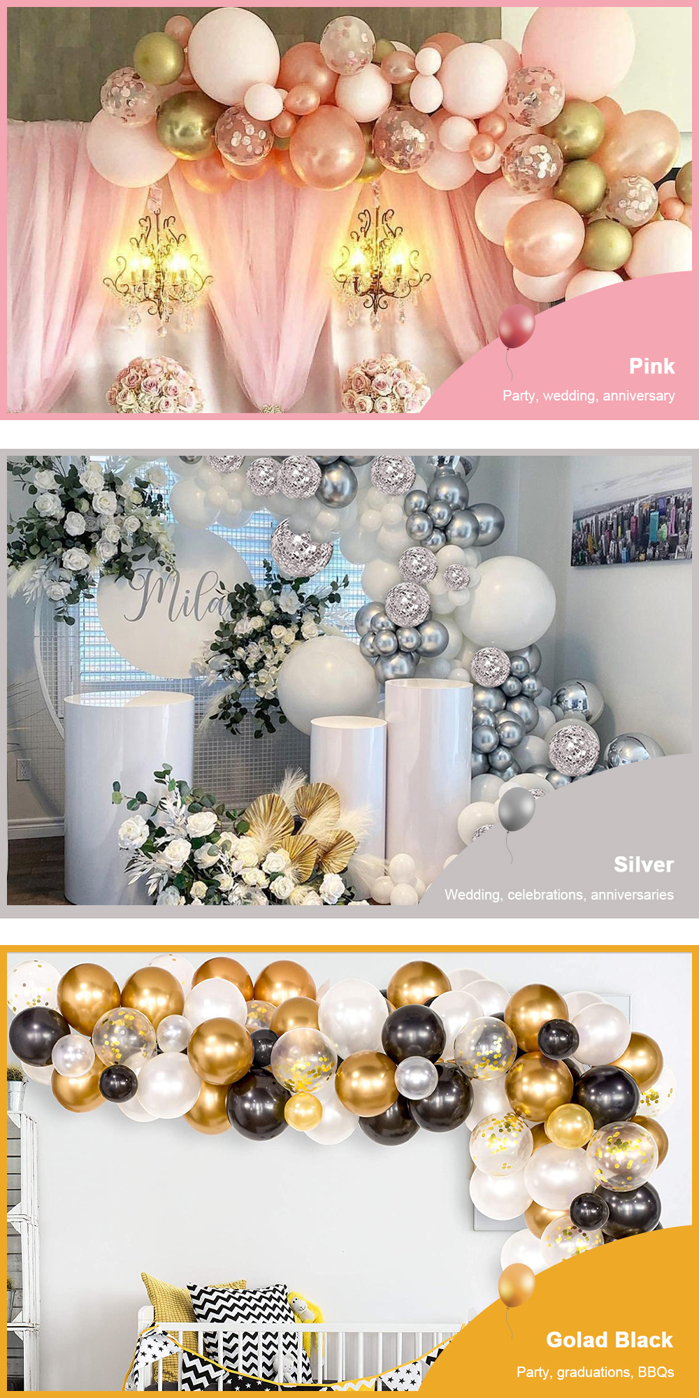 Party Decoration Balloons Deluxe Set，Arch Garland Kit， 80 Pcs ...