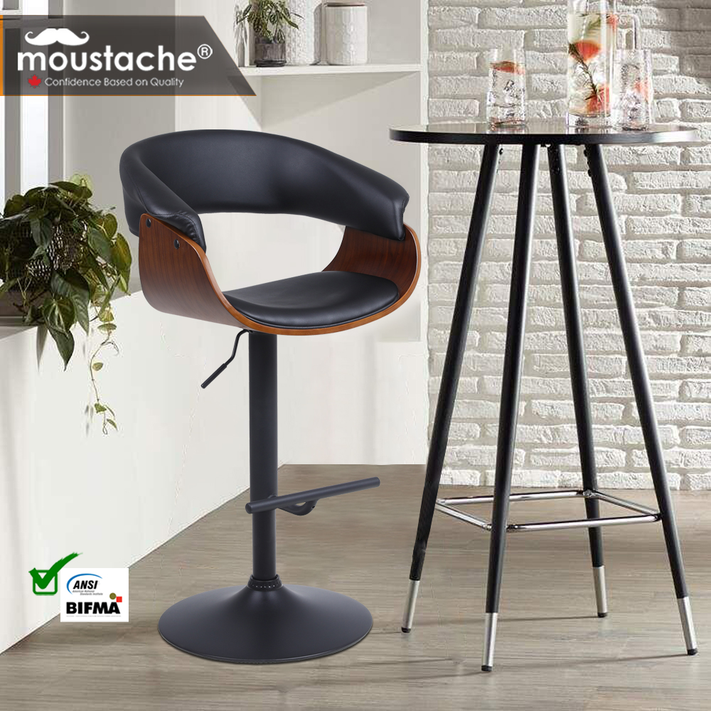 Vintage Swivel Wood Bar Stools with Backs, Adjustable Height ...