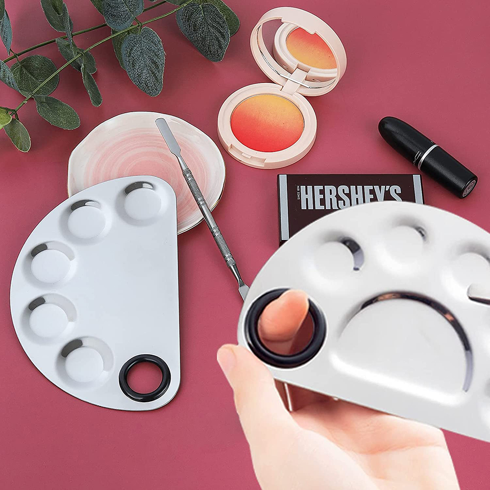 Stainless Steel Semicircle Color Palette, Makeup Mixing Blending ...
