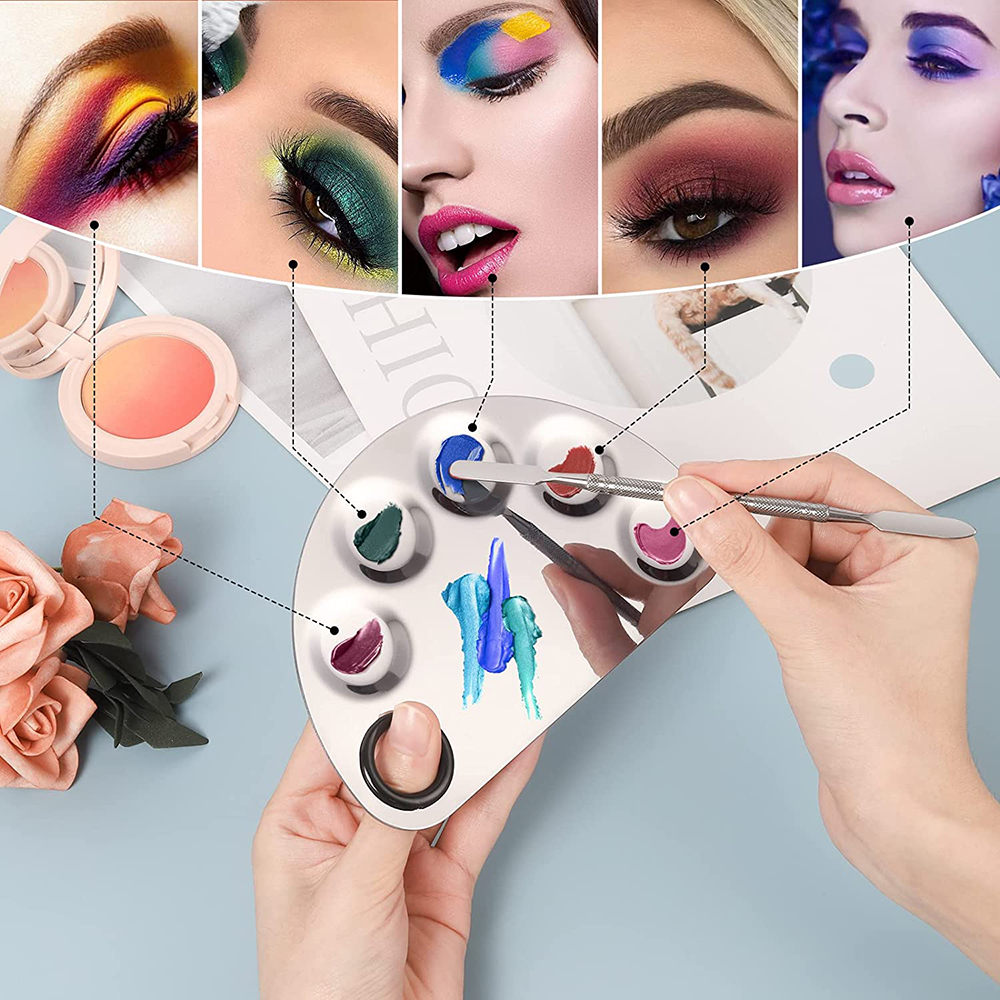 Stainless Steel Semicircle Color Palette, Makeup Mixing Blending ...