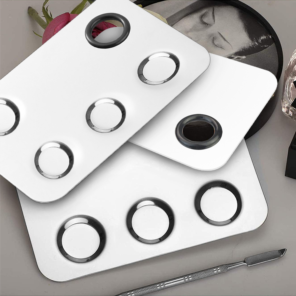Stainless Steel Color Palette, Square Makeup Mixing Palette with Spatula
