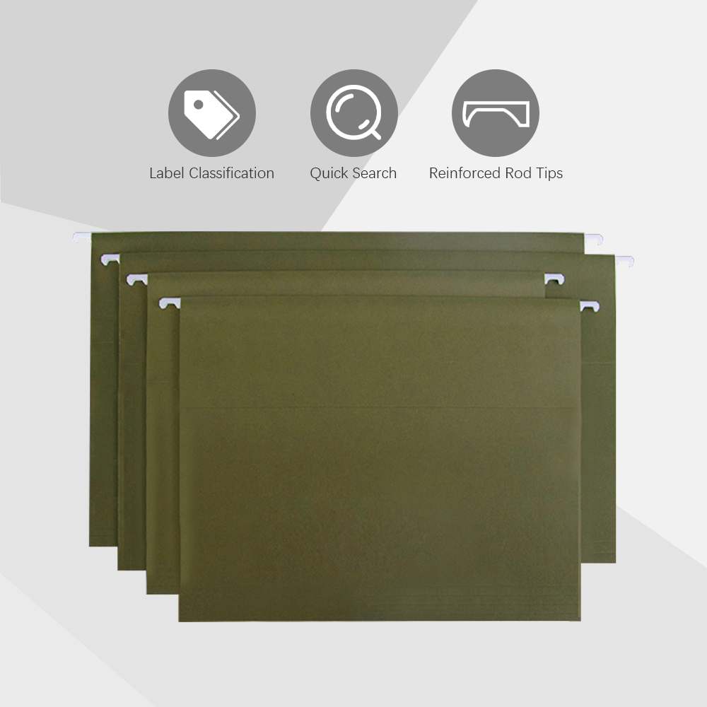 Office Reinforced Hanging File Folders with Tabs and Label Sheets, Army ...