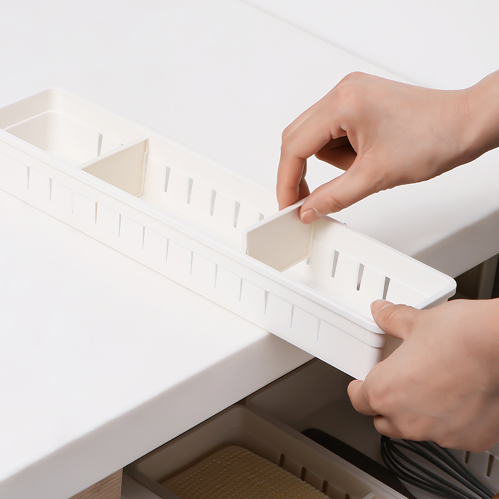 Plastic 3-Compartment Drawer Organizer, White - Moustache®