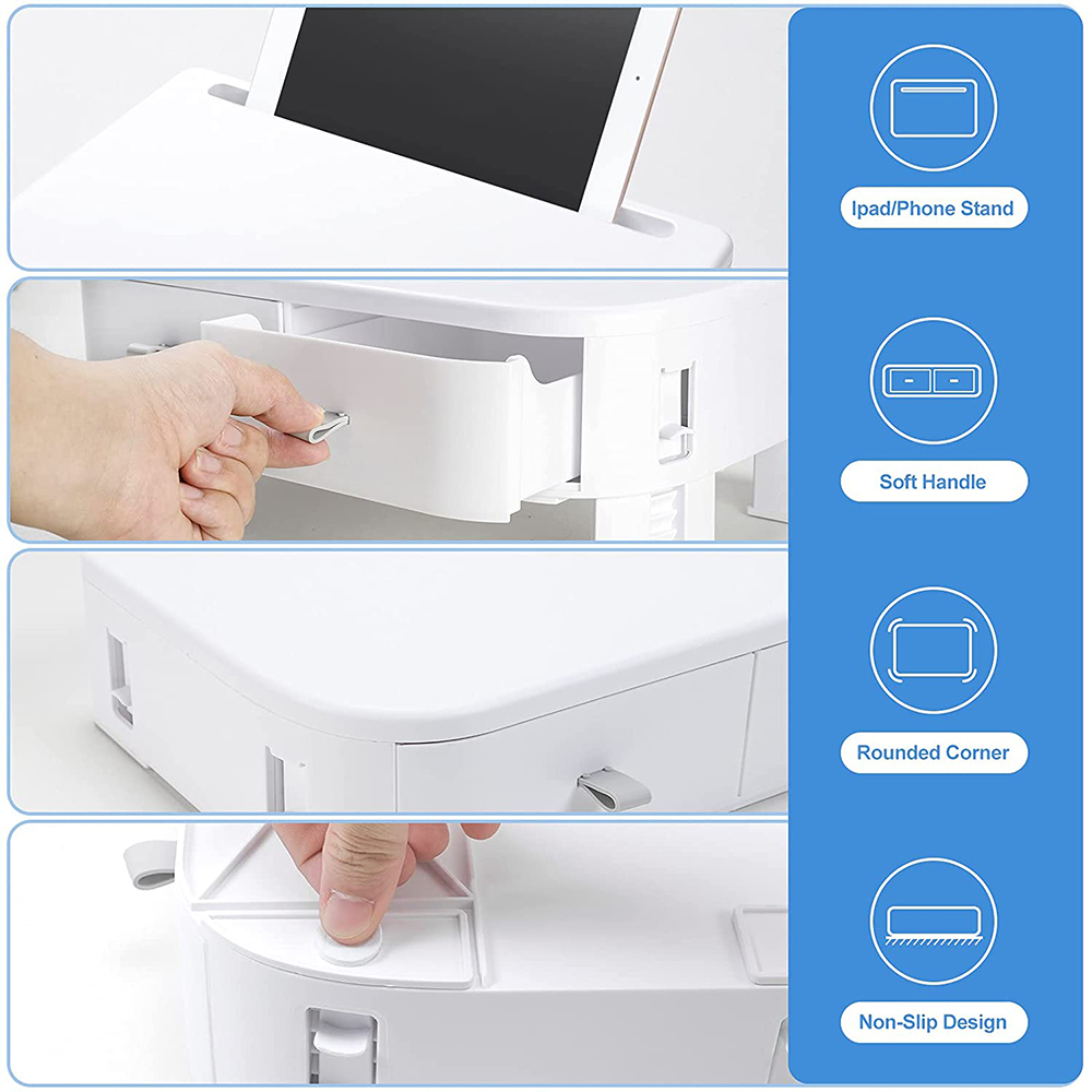 2 Storage Drawers Plastic Computer Monitor Stand Riser 14.17 x8.66 x3 ...