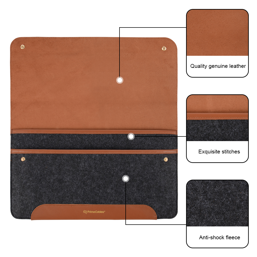 Genuine Leather and Fleece Laptop Bag Sleeve Slim and Easy to Take ...