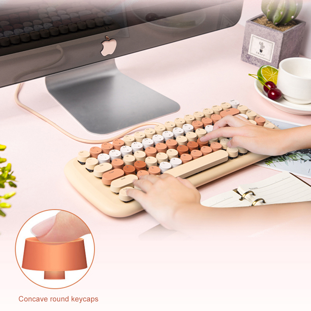 Color Wired 84-Key Blue Switch Mechanical Gaming Keyboard with White ...