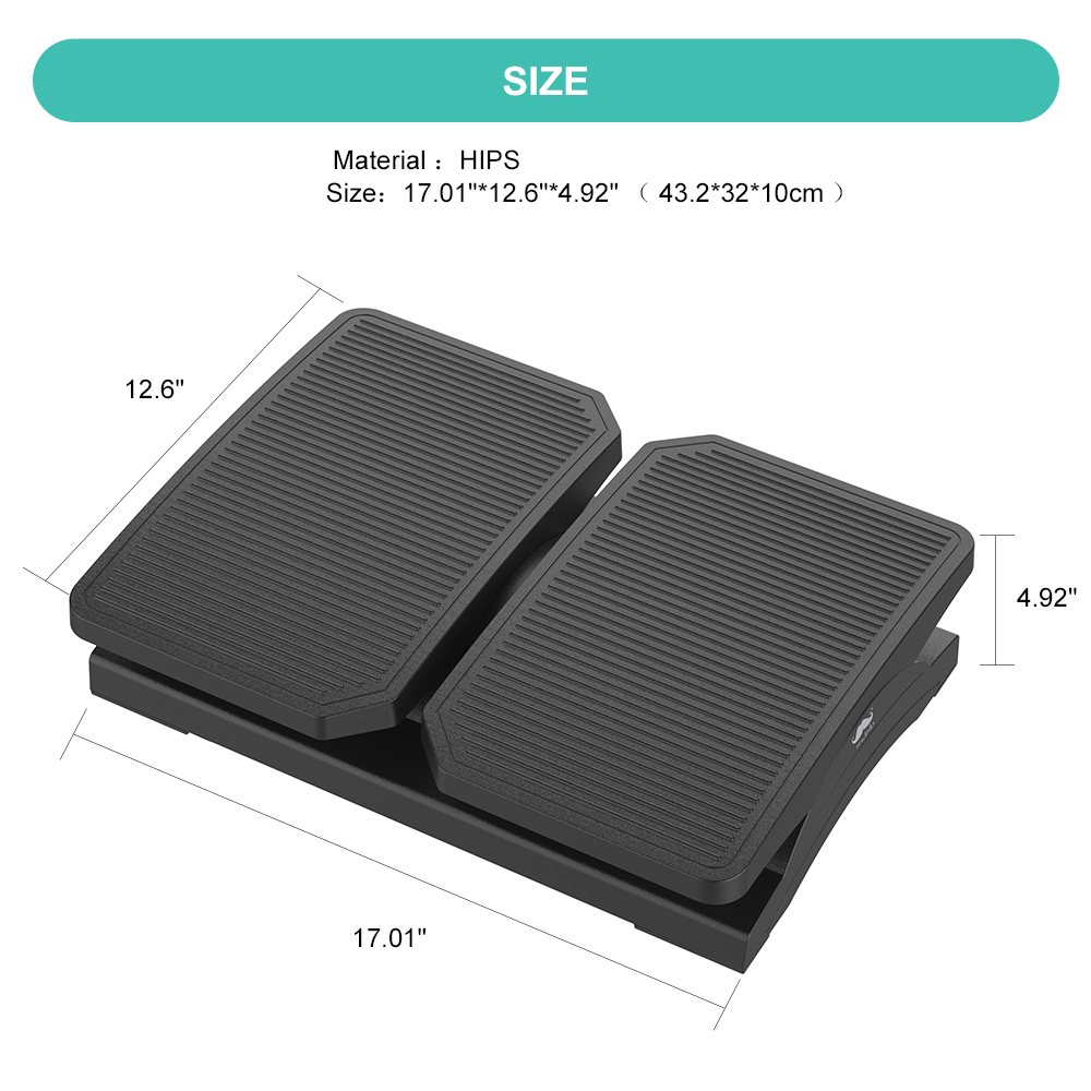 Ergonomic Adjustable Office Footrest with 2 Separate Foot Panels, Black ...