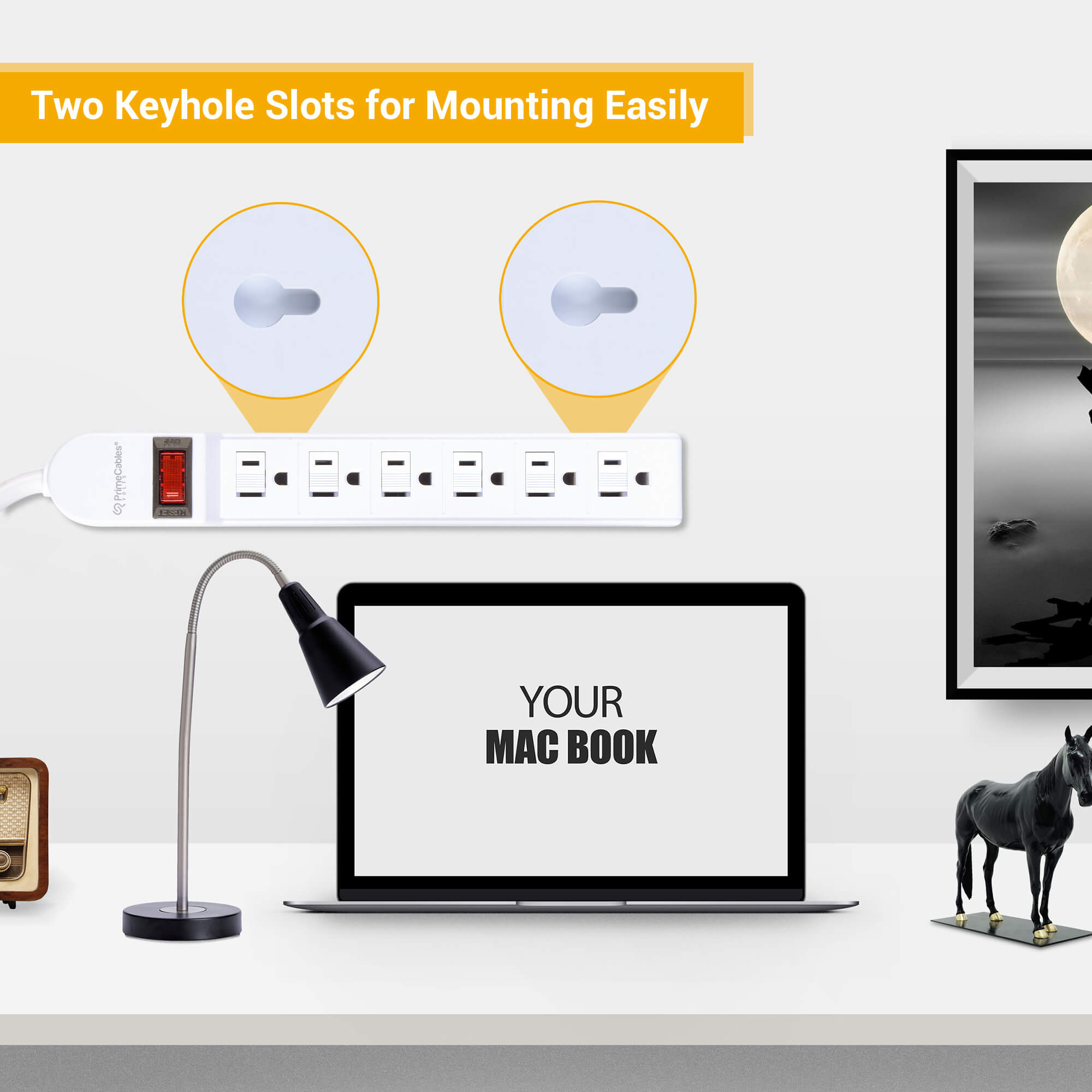 6-Outlet Power Strip with Safe Lock, 3Ft 14AWG Cord, ETL Certificated ...