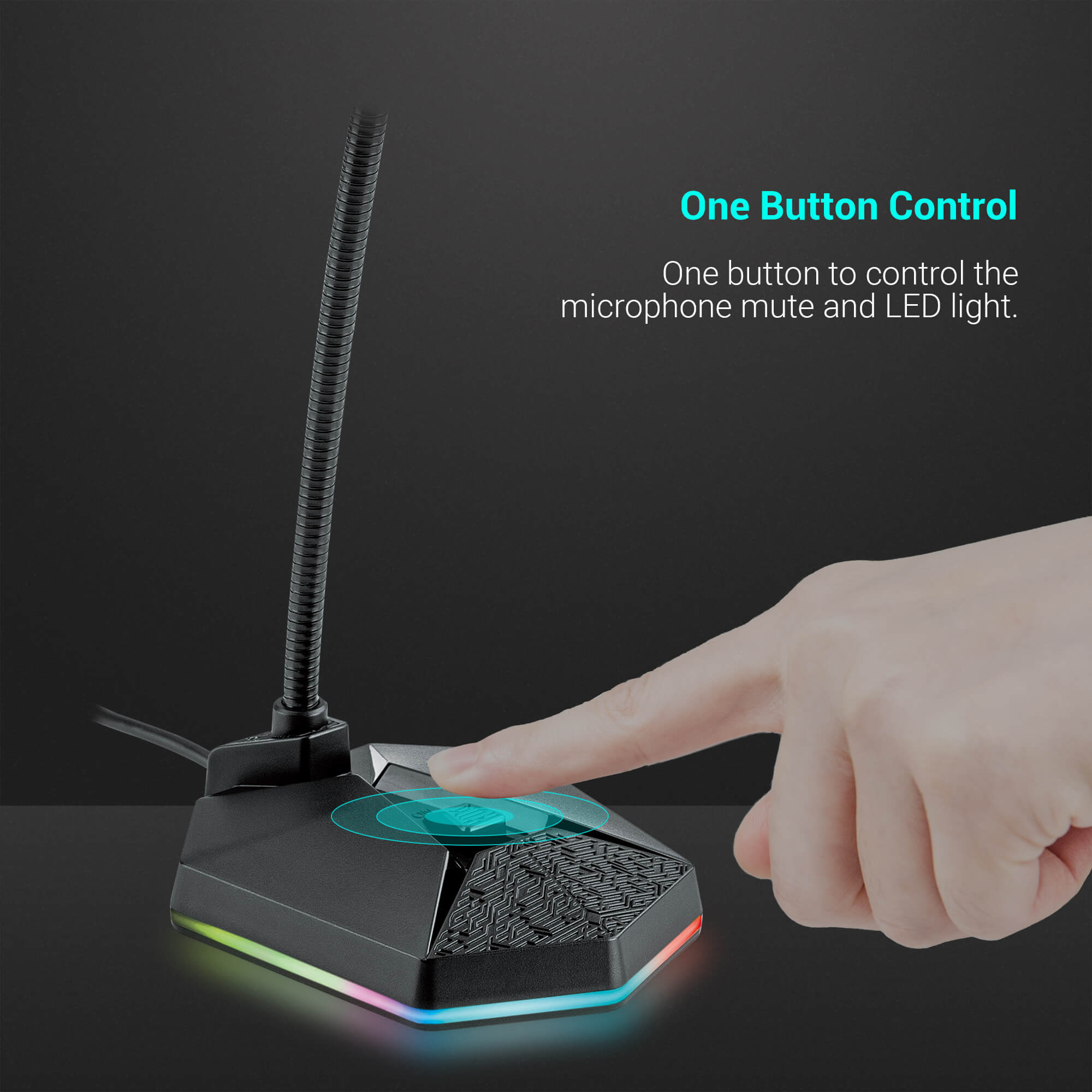 USB Computer RGB Gaming Microphone with Mute Button - PrimeCables®