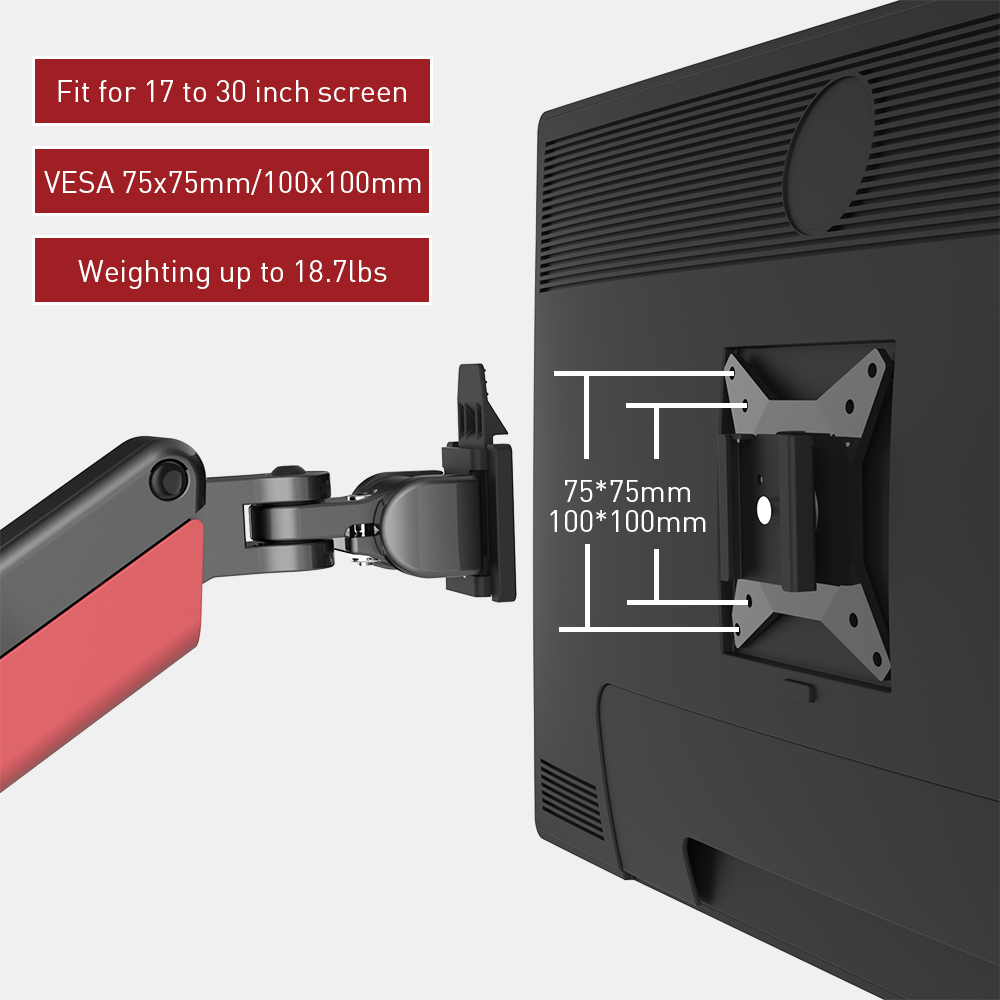 Gas Spring Monitor Arm with multifunction dock Type-C PD USB HDMI VGA ...
