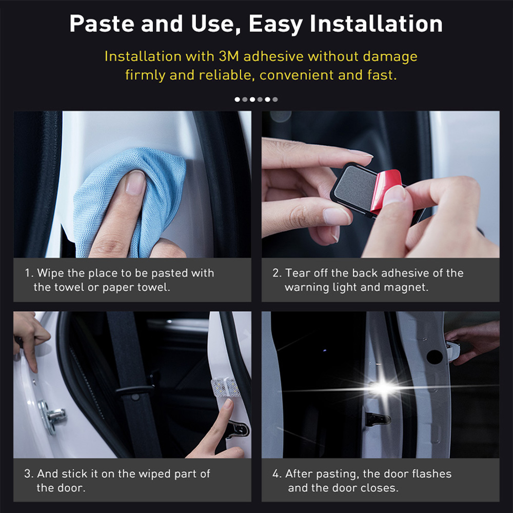6 LED Car Door Opening Warning Light Safety Anti Collision Flashing ...