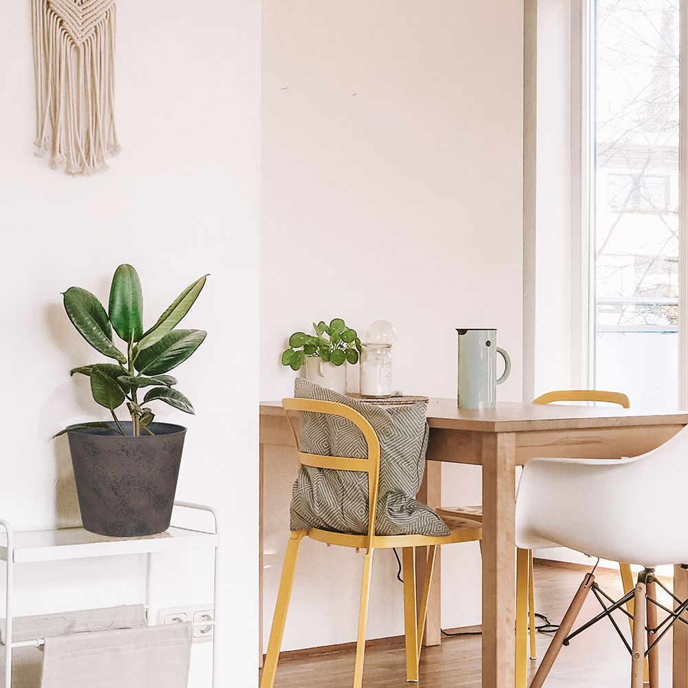 10" Round Planter Pot, Plastic Sleek Bulb Pan with Drainage Hole, Set ...