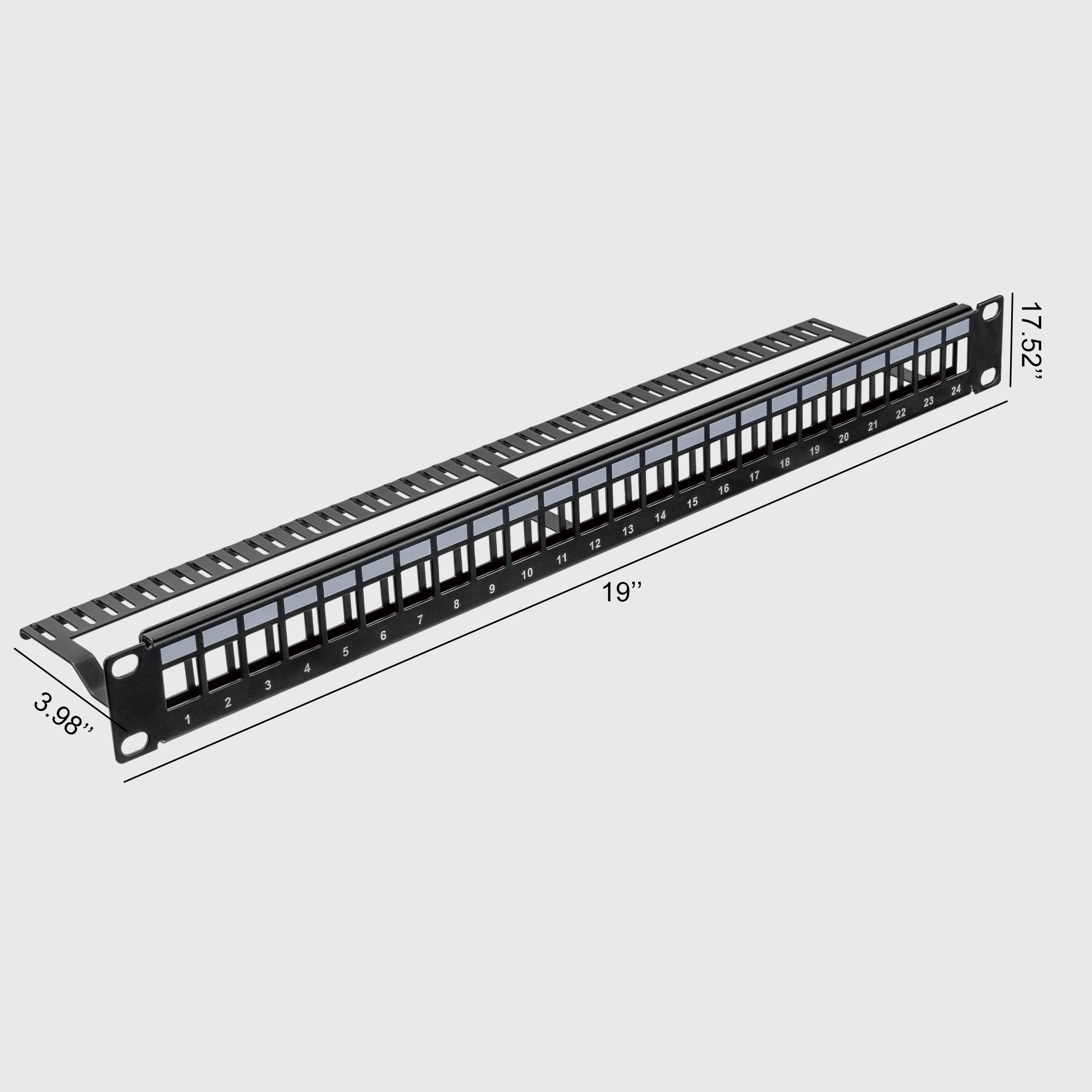 24-Port Blank Keystone Distribution Frame, 1U 19" Metal Rack Mount ...