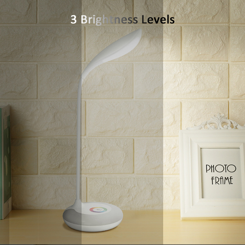 Three Levels Touch Dimming Desk Lamp with RGB Atmosphere Plug-in Table ...