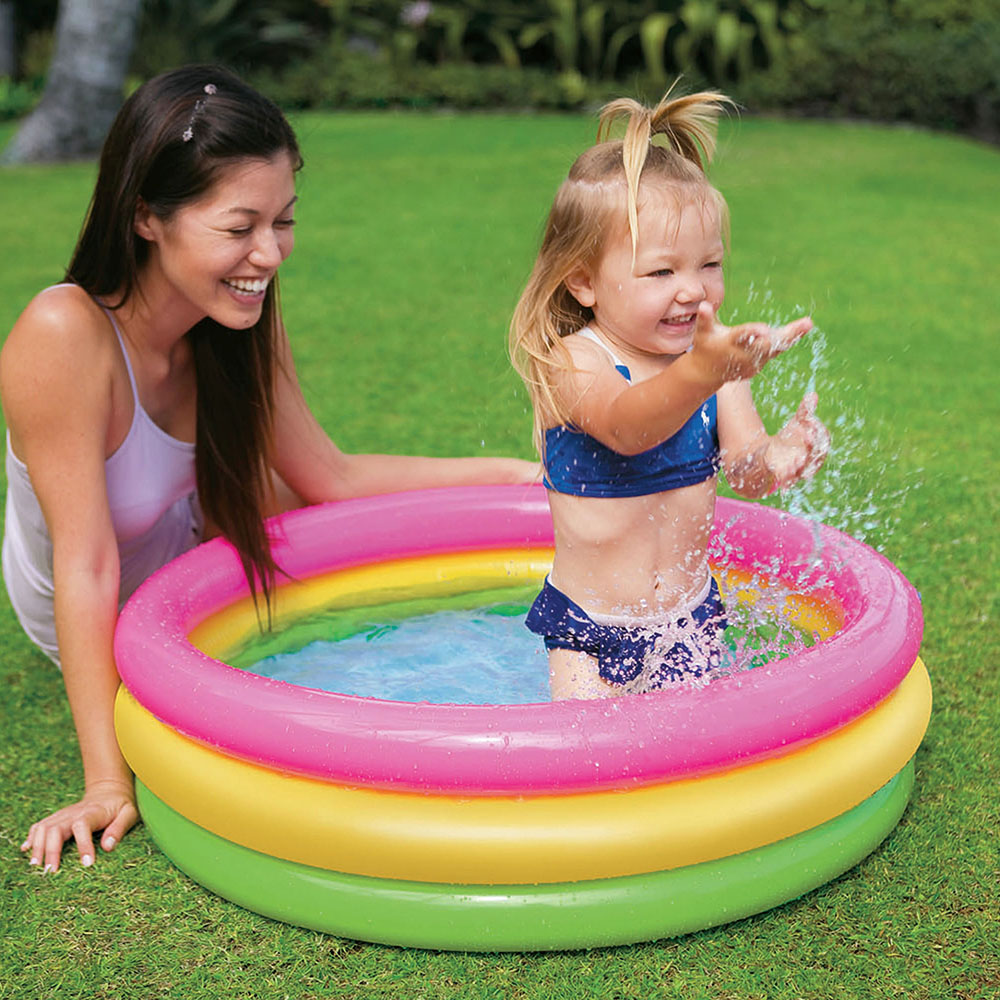 Sunset Glow Pool for Babies and Kids, 3 Color Rings Design - Intex