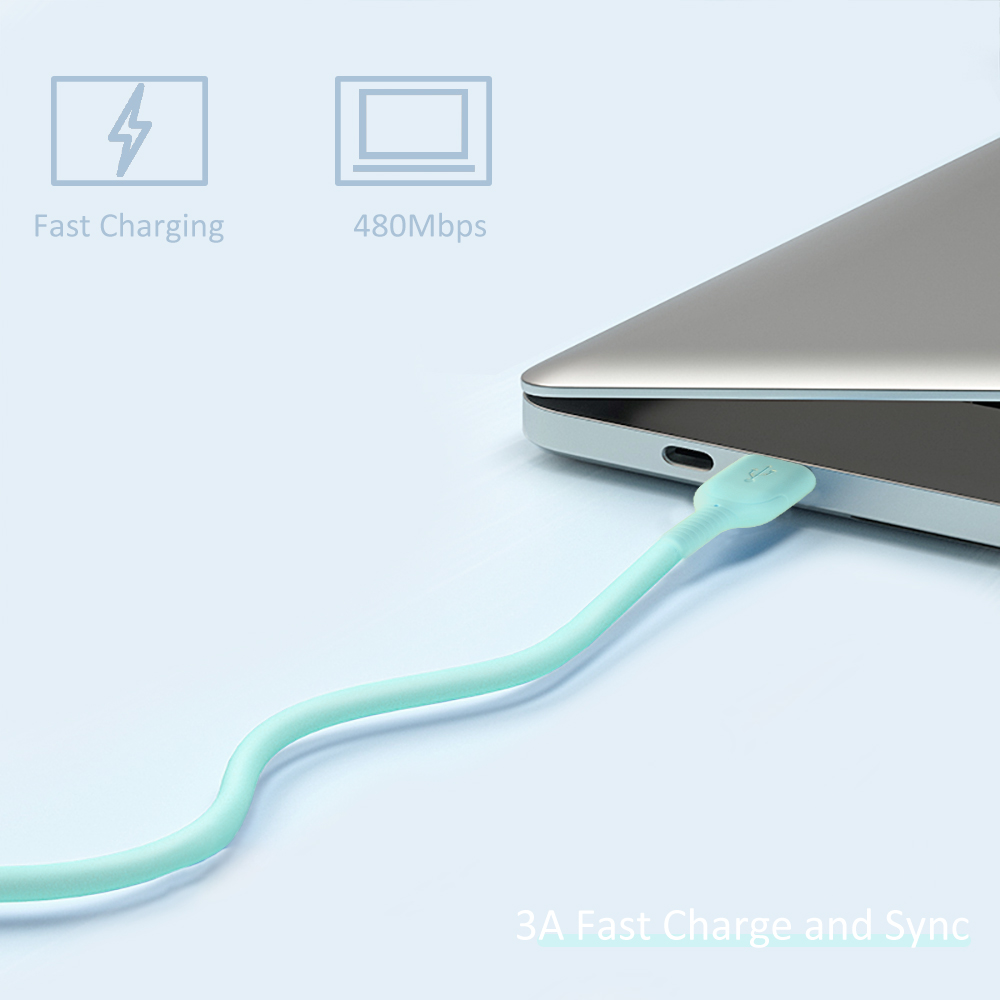 Ultra-soft USB2.0 Type-C to USB-A Charge Silicone Cable, 3.28 ft ...