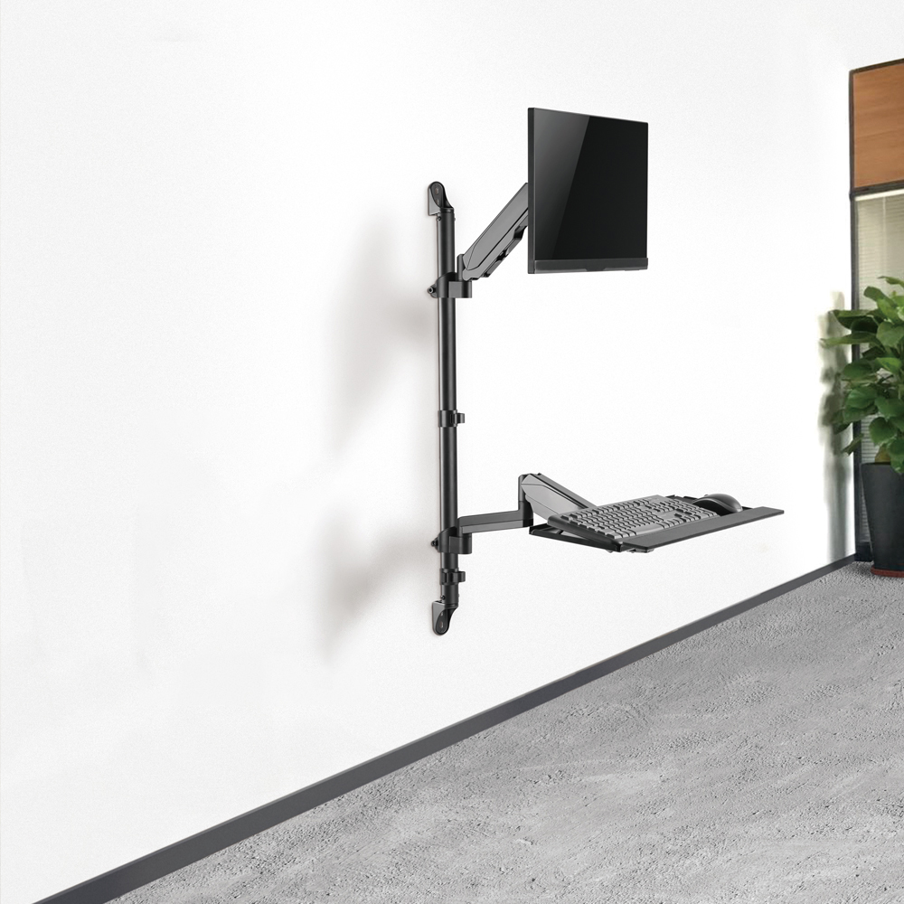 Sit-Stand Wall Mount Workstation - Black