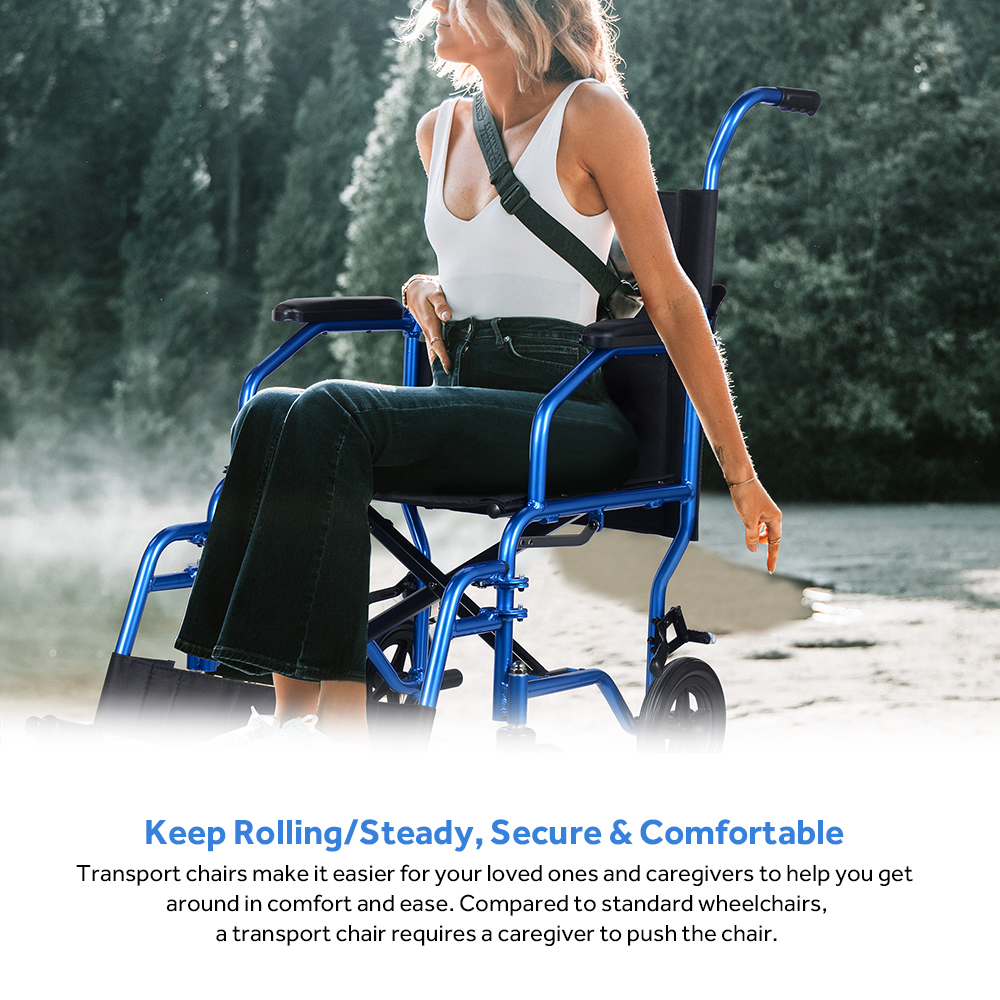 Lightweight Transport Wheelchairs With Handbrakes, Foldable And Stable ...