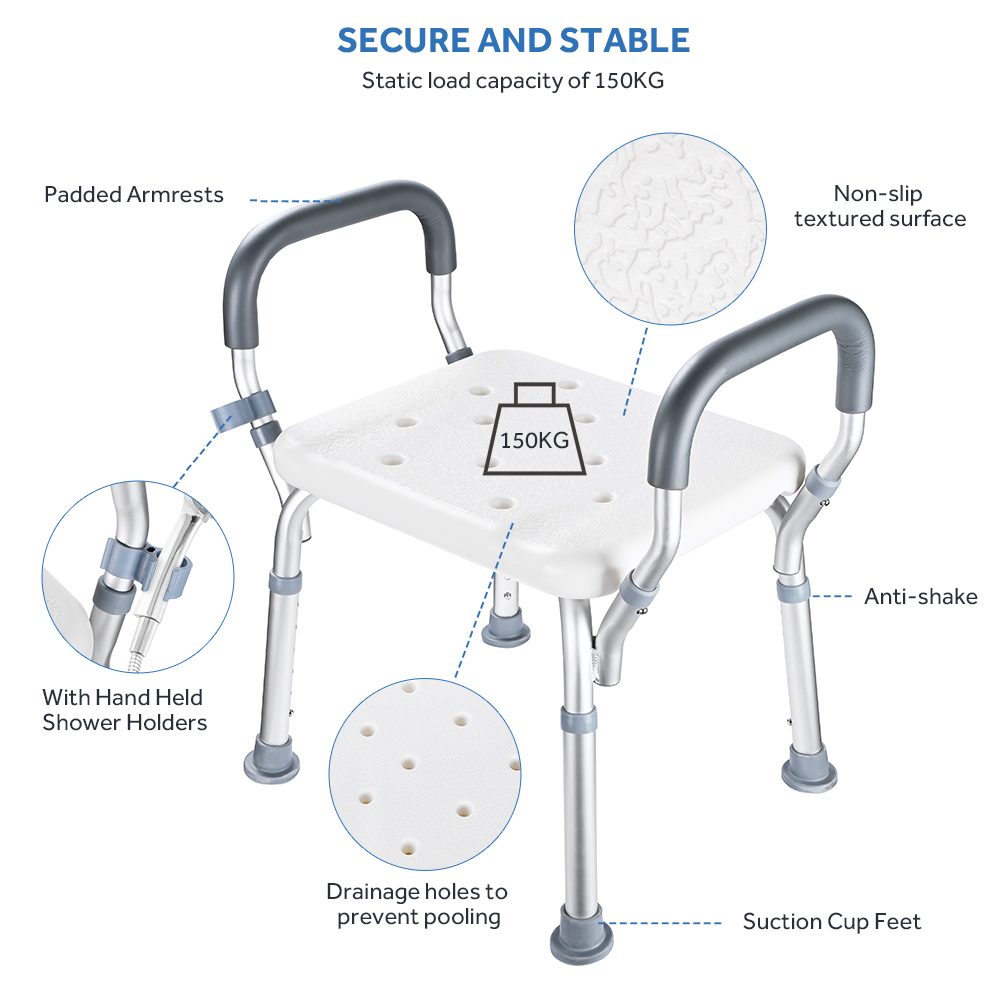 Bath Shower Safety Seat, Tub Transfer Bench for Elderly, Adjustable ...