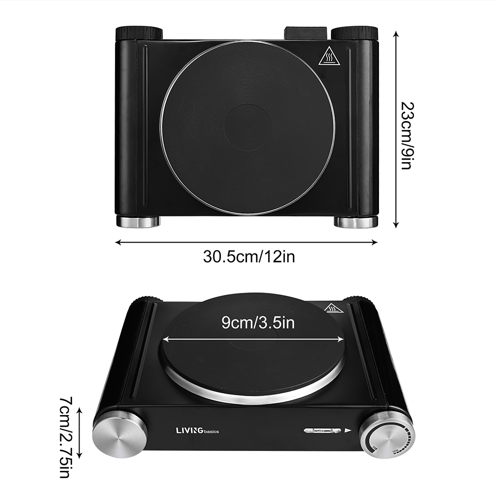 Countertop Electric Hot Plate, 1500W Portable Cast-Iron Single Burner ...