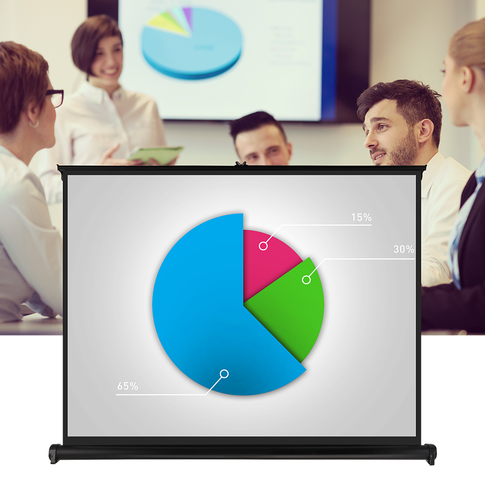 45-Inch (4:3) Mini Portable Pull Up HD Projector Screen for Indoor ...