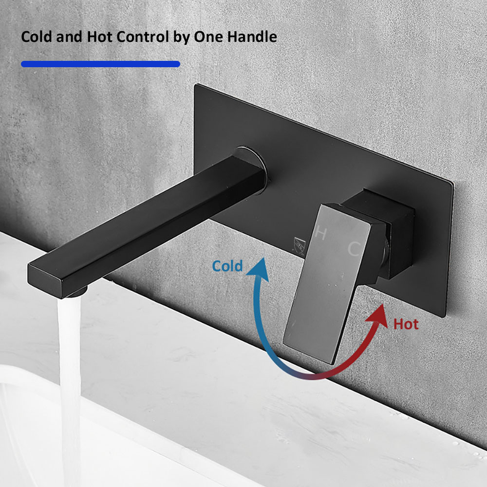 Recessed Wall Mounted Brass Basin Faucet with Ceramic Cartridge ...