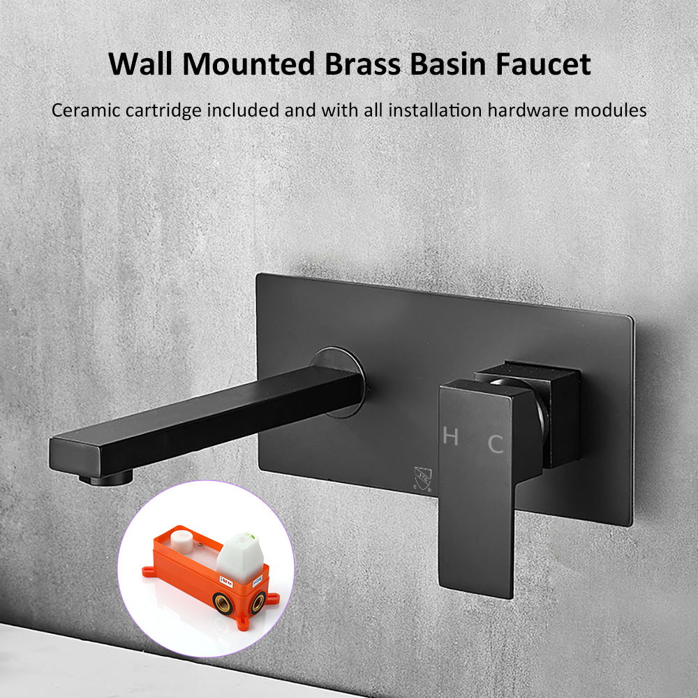 Recessed Wall Mounted Brass Basin Faucet with Ceramic Cartridge ...