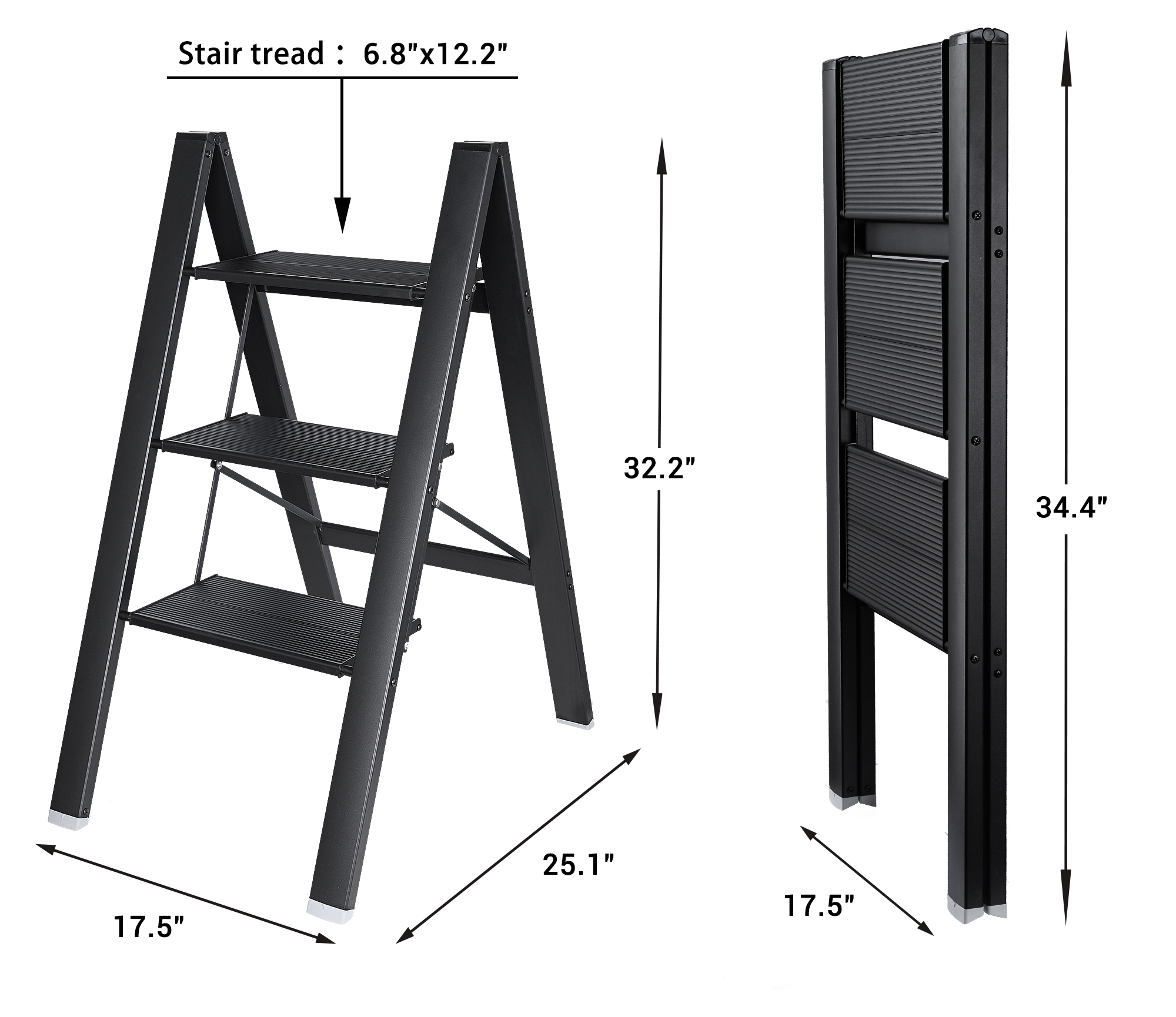 2 Step / 3 Step / 4 Step Lightweight Folding Aluminum Ladder for Home ...