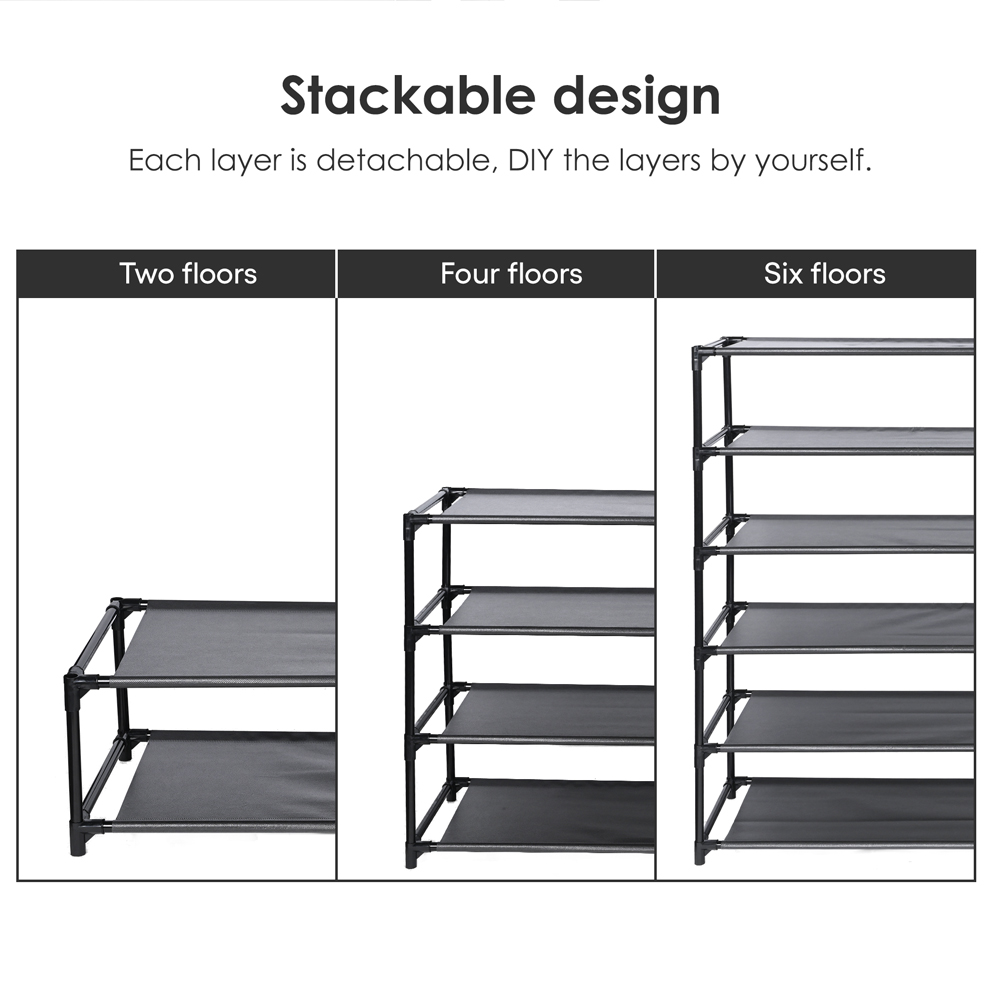 Stackable 6-Tier Shoe Rack for Entryway - SortWise
