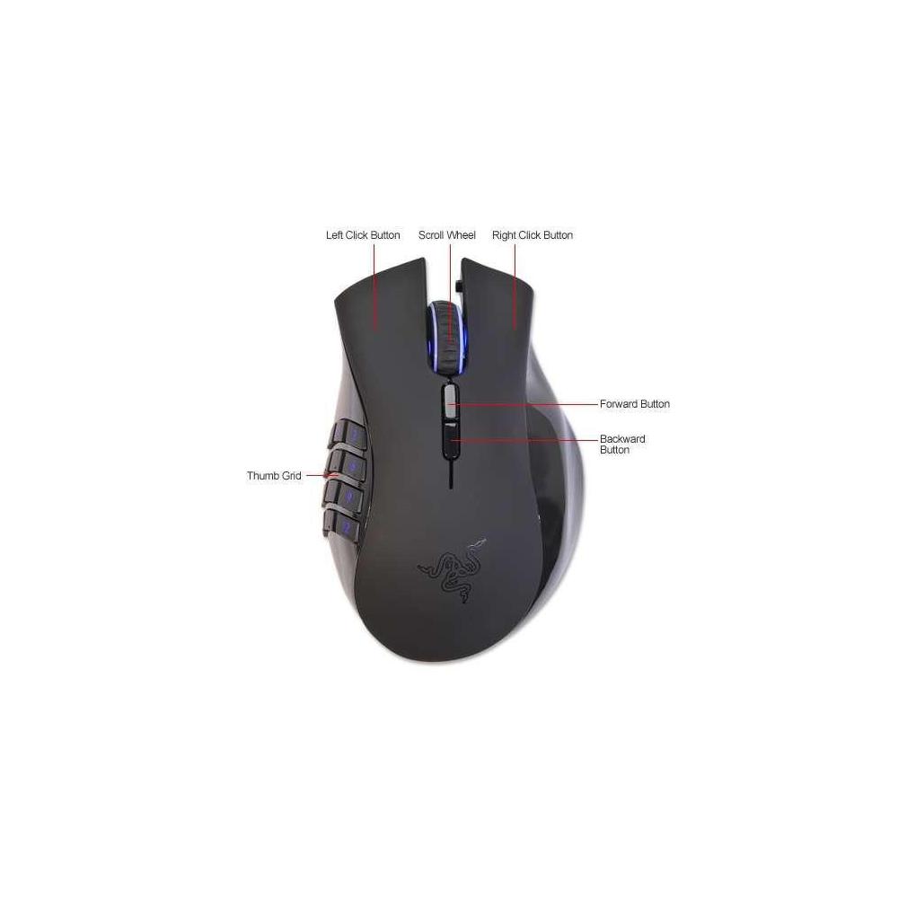 Razer Naga Epic MMO Gaming Mouse Black 17 Buttons 1 x Wheel USB Wired ...