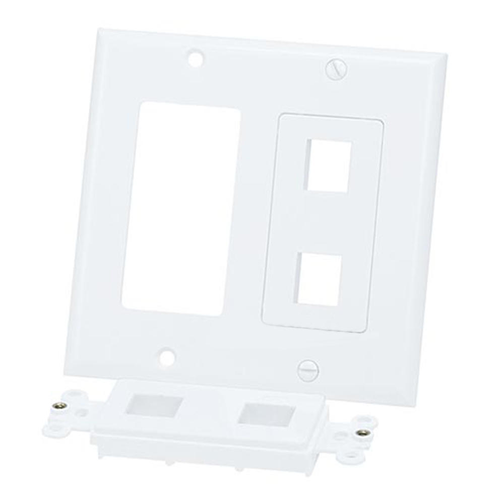 4 Port 2 Gang Keystone Wall Plate for RJ45 RJ11 RJ12 RCA F-Type Jack ...