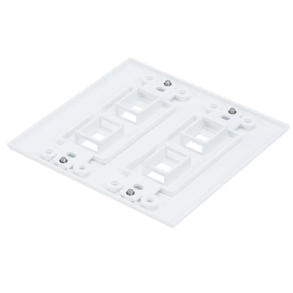 4 Port 2 Gang Keystone Wall Plate for RJ45 RJ11 RJ12 RCA F-Type Jack ...