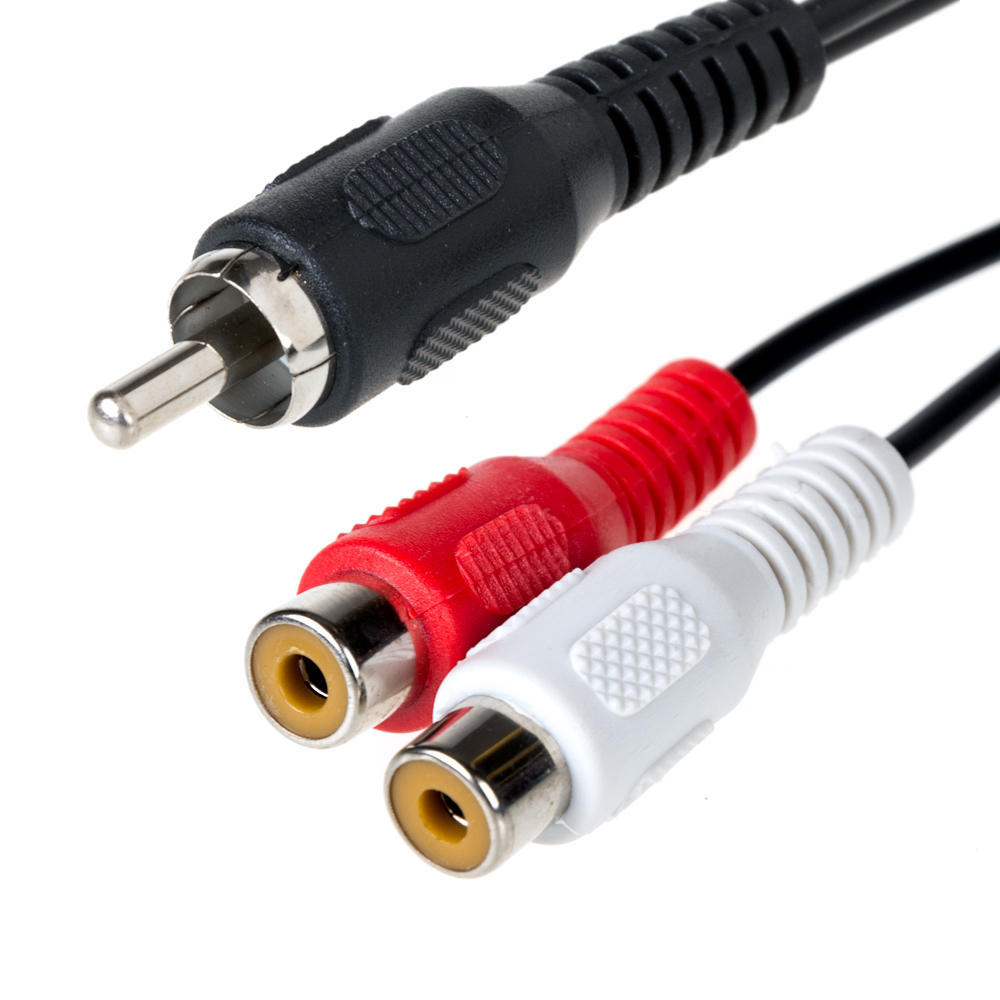 6inch RCA Plug/2 RCA Jack cable - Black - PrimeCables®