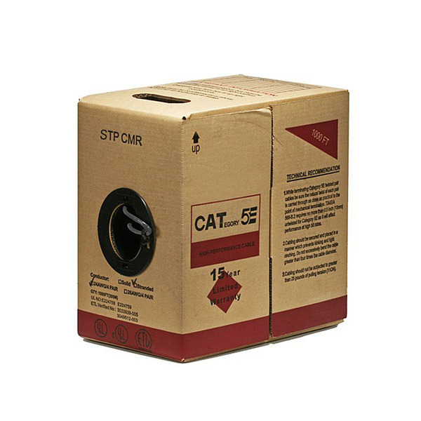 1000FT 24AWG Cat5e 350MHz STP Stranded, CM Rated, Bulk Ethernet Bare ...