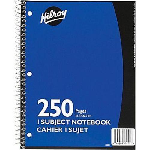 Hilroy 250 Pages 1-Subject Notebook, 10-1/2" x 8", Assorted Colours 222869