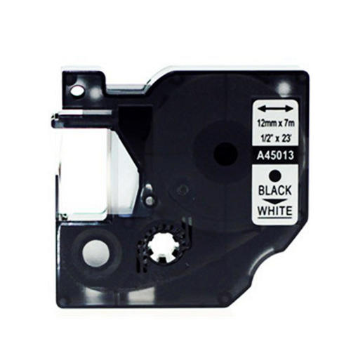 Dymo 45013 D1 Label Tape, 12mm (1/2"x23'), Length of 7m, Black on White ...