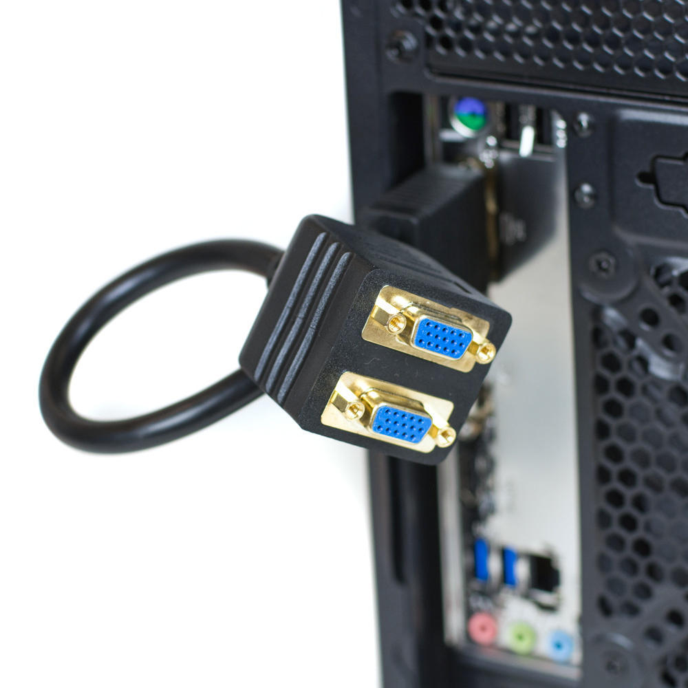 VGA Splitter VGA M to VGA F X 2 (1 PC to 2 Monitors) for High ...