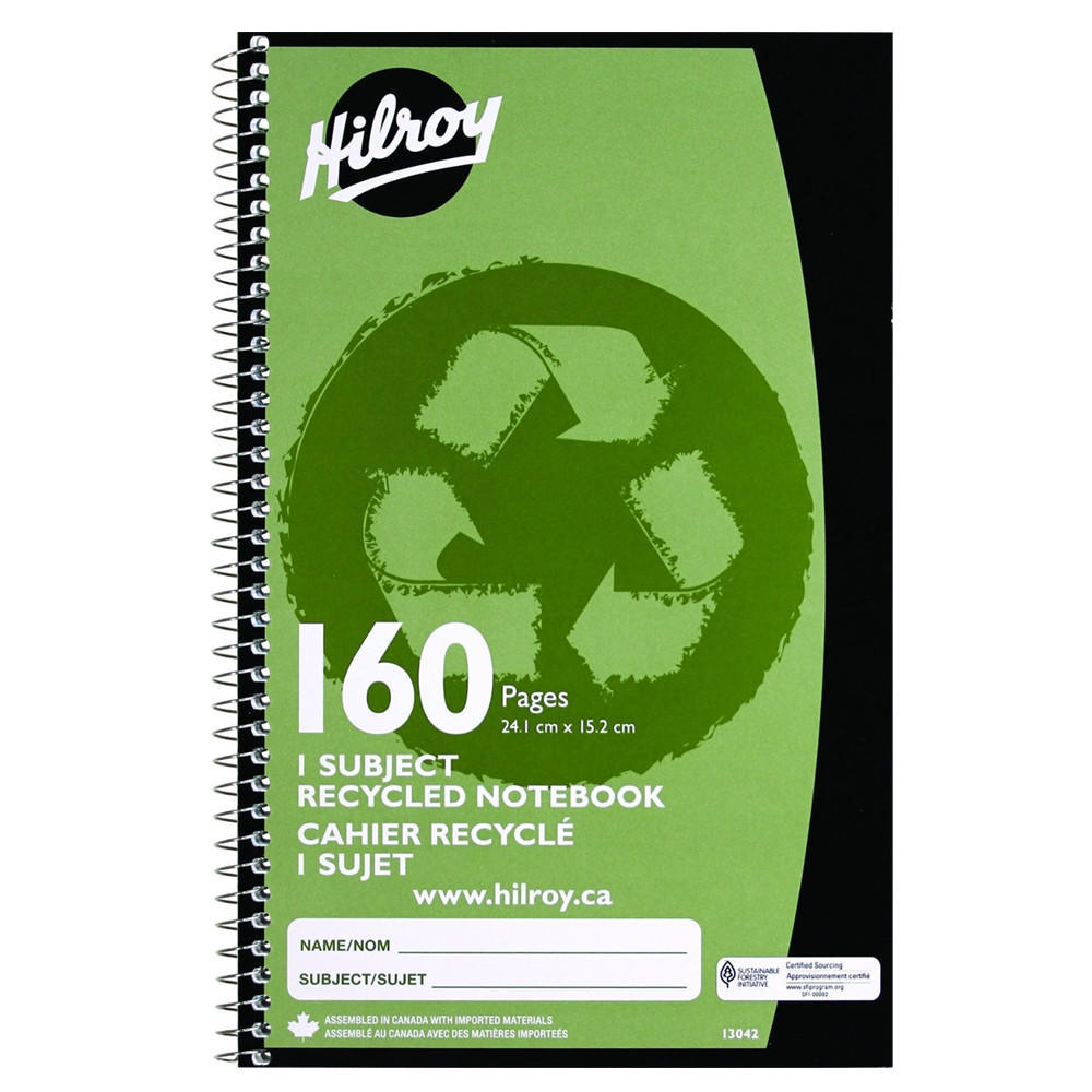Hilroy 160 Pages 1-Subject Recycled Notebook, 9-1/2" x 6", Assorted ...