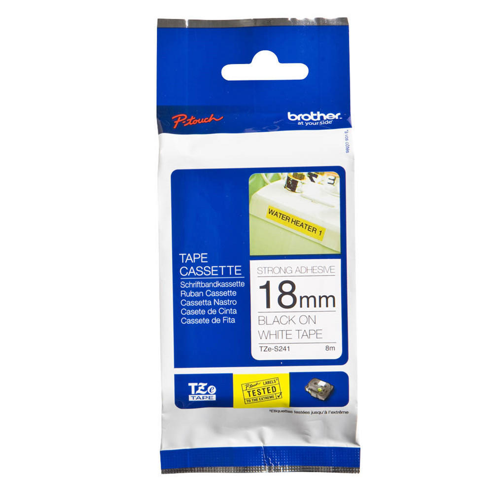 Brother TZe-S241 Original Label Tape, 18mm (0.7"), Black on White ...