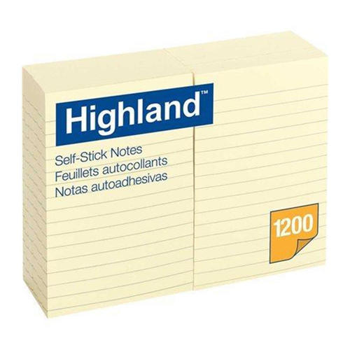 3M Highland™ Self-Sticking Notes, 4 x 6'', Ruled, 12/Pack 108373