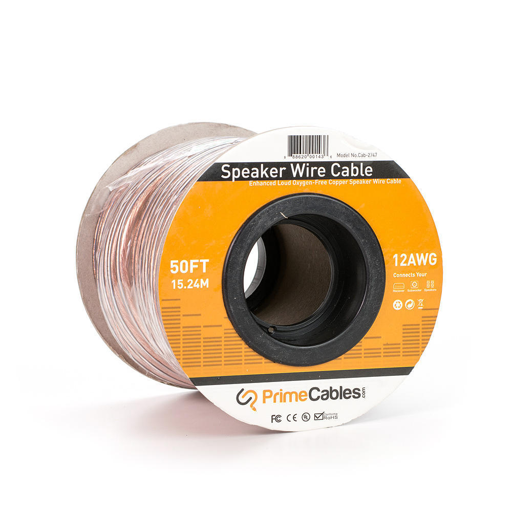 50ft Speaker Wire 12AWG Enhanced Loud Oxygen-Free Copper Cable ...