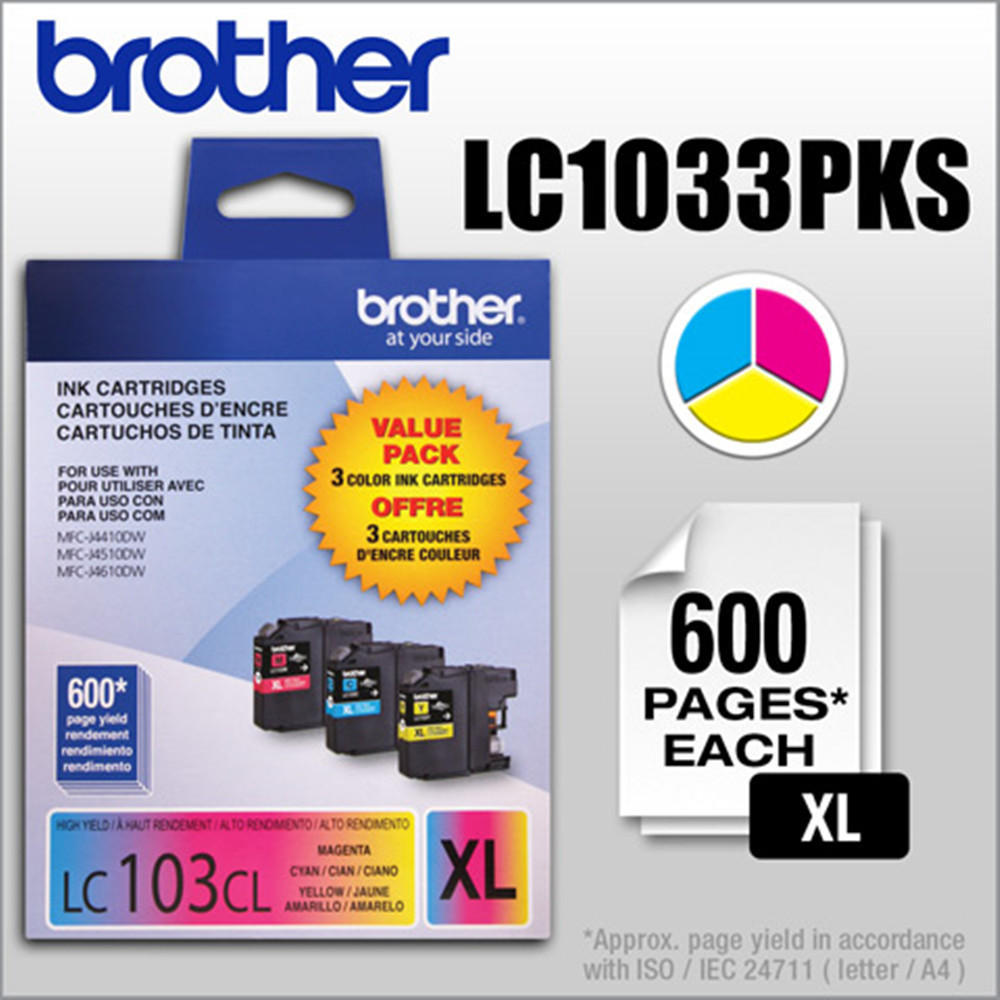 Brother LC1033PKS Original High Yield Ink Cartridge Combo - 3 Colors