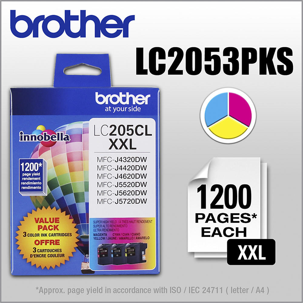 Brother LC205 3PKS Original TriColour Ink Cartridge Combo Extra High Yield