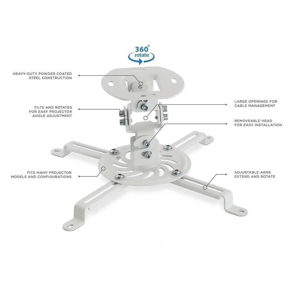 Universal Adjustable White Ceiling Projector Mount Tilt and Swivel ...