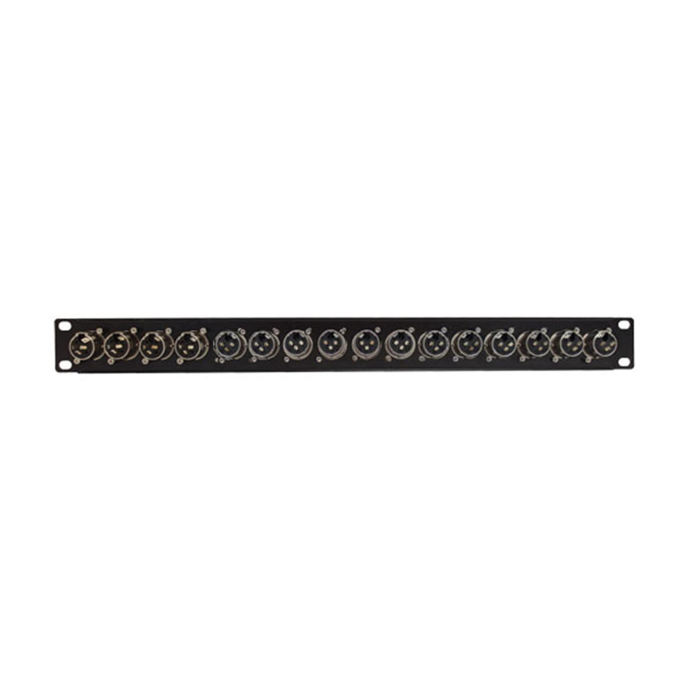 12-Port XLR Female + 4-Port XLR Male Patch Panel, 19 Inch Rackmount 1U