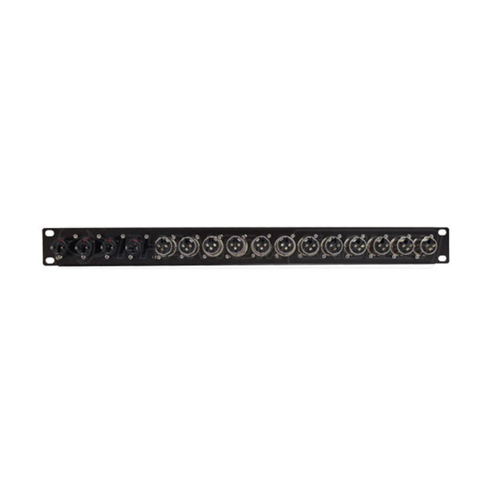 12-Port XLR Female + 4-Port TRS Female Patch Panel, 19 Inch Rackmount 1U