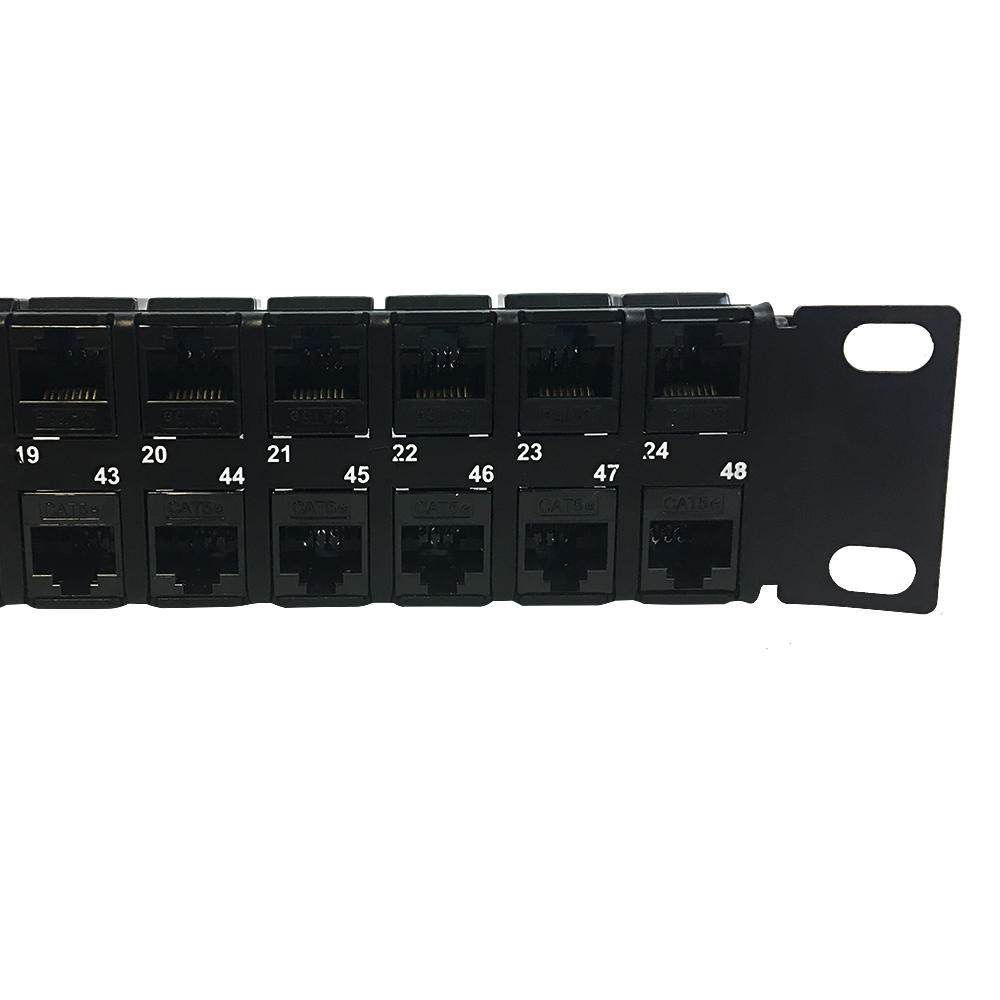 48-Port Angled CAT5e Patch Panel, 19" Rackmount 2U - Pass-Through